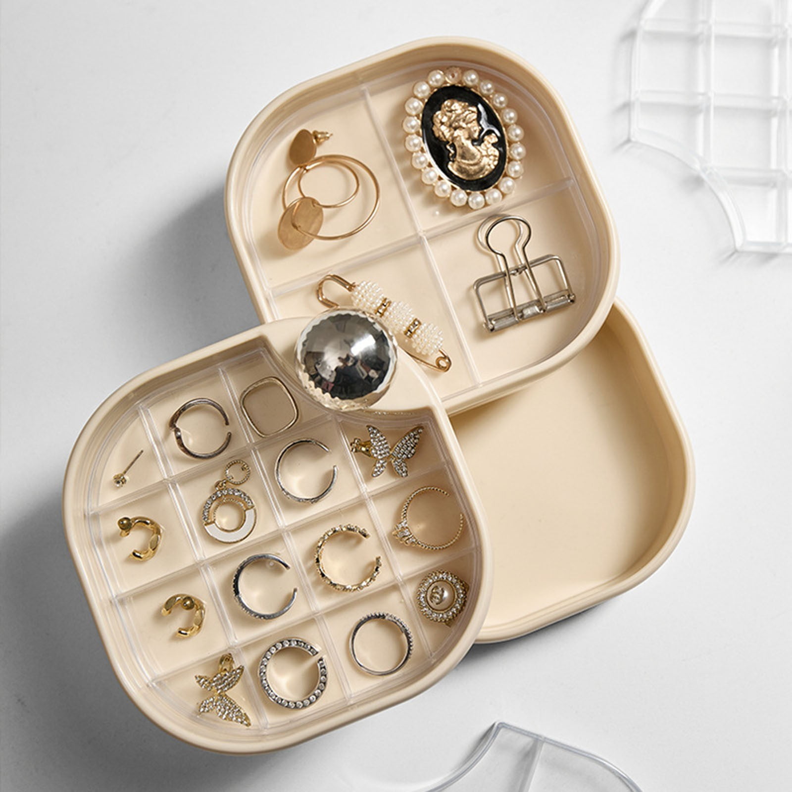 Rotating Jewelry Organizer Box,Rotating Jewelry Storage with Detachable ...