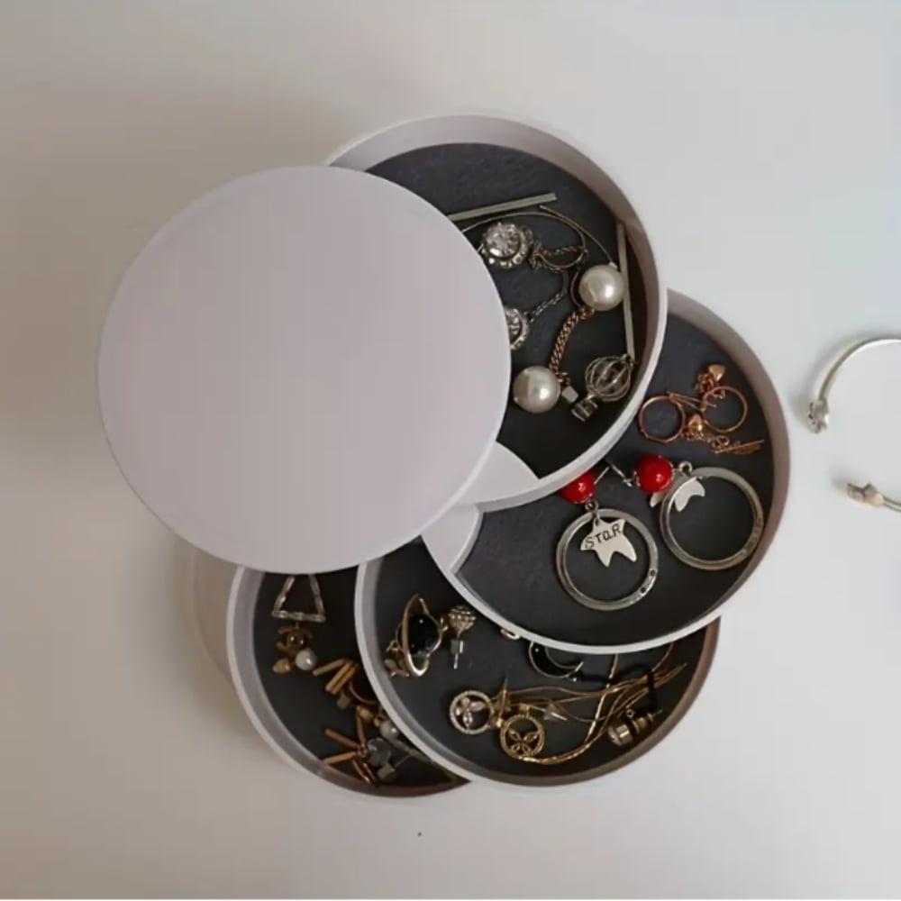 Rotating Jewelry Organizer Multi-Tier Storage for Rings Necklaces Hair ...