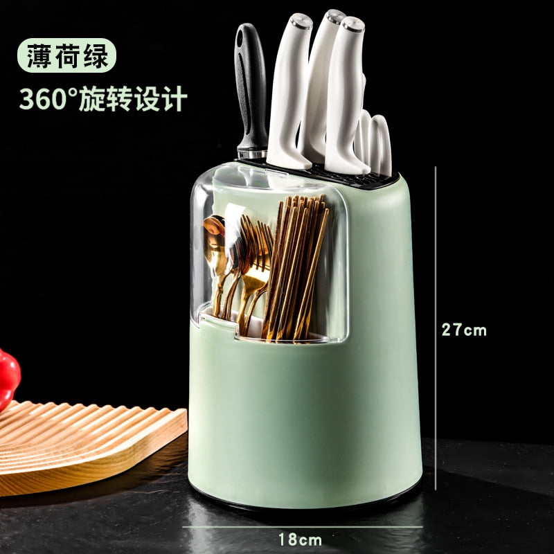 Rotating Kitchen Knife Holder with Spoon and Chopstick Storage ...