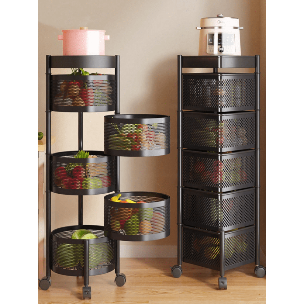 Rotating Kitchen Shelves With 5 Layers, Metal Fruit And Vegetable ...