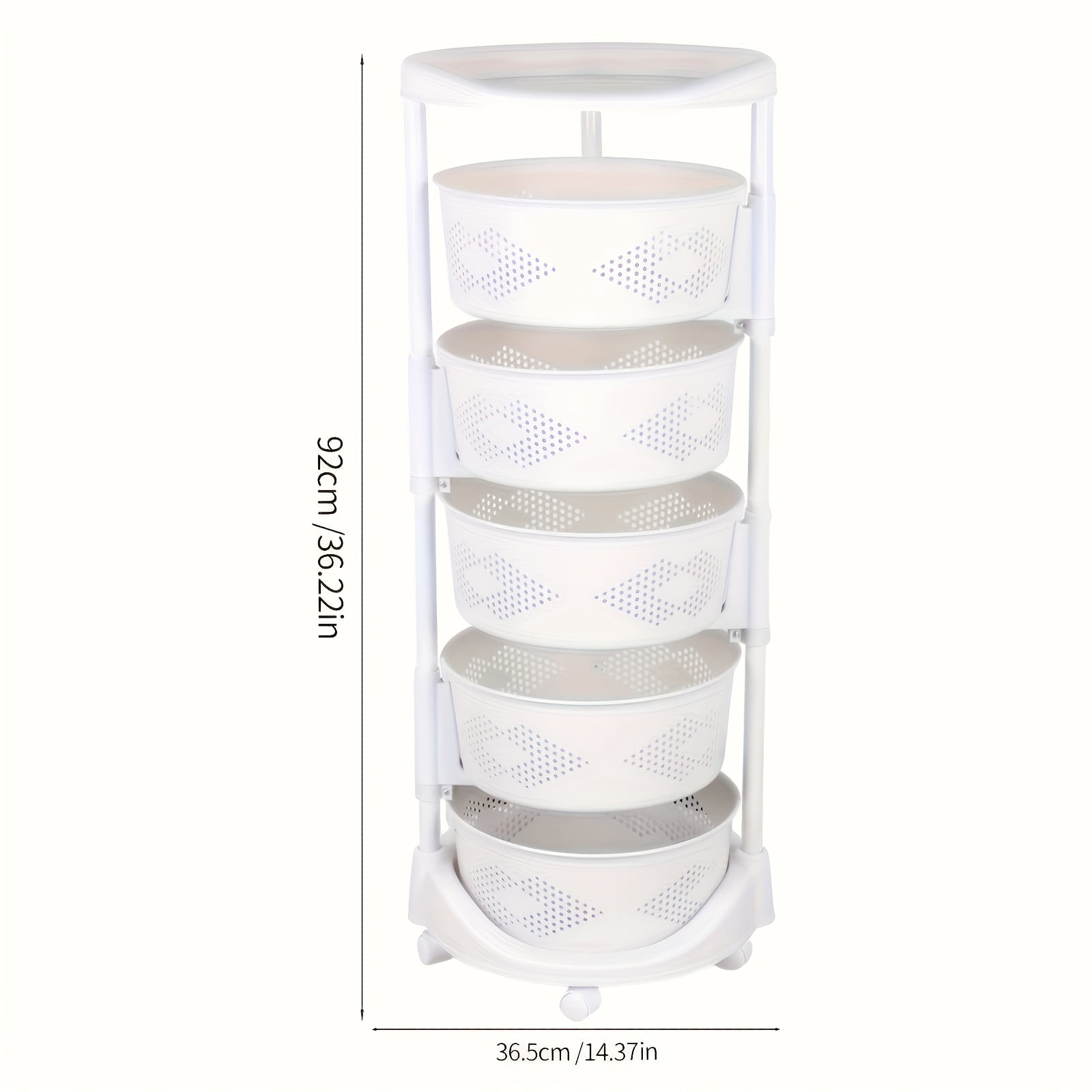 Rotating Kitchen Storage Rack - 5-Tier Spinning Organizer with Wheels ...