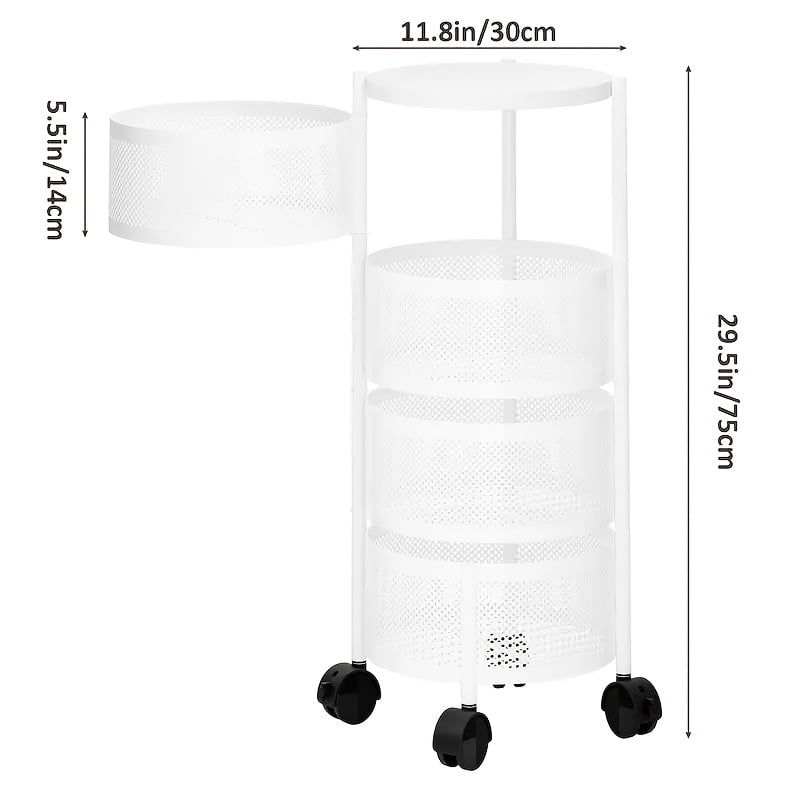 Rotating Kitchen Storage Rack - 5-Tier Spinning Organizer with Wheels ...