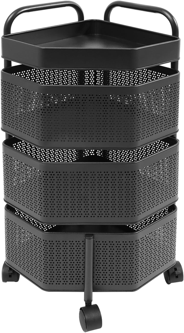 Rotating Kitchen Storage Rack, Fruit Vegetable Basket, Rotating Storage ...