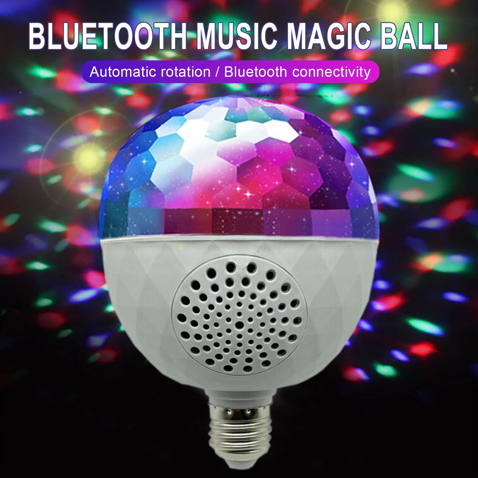 Rotating LED Stage Light with Bluetooth Speaker - 6-Color Disco Ball ...