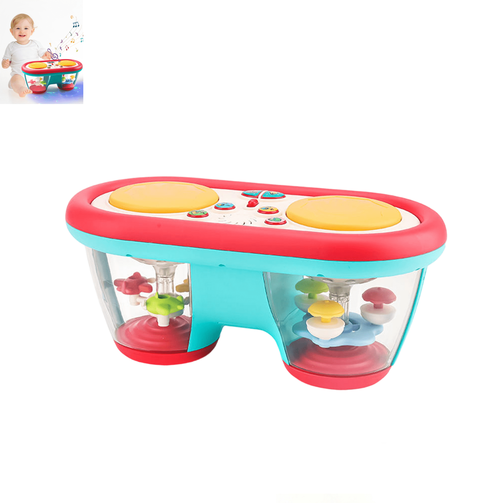 Rotating Light Up Kids Toys: Baby Toys 6-12 Months Drum Musical ...
