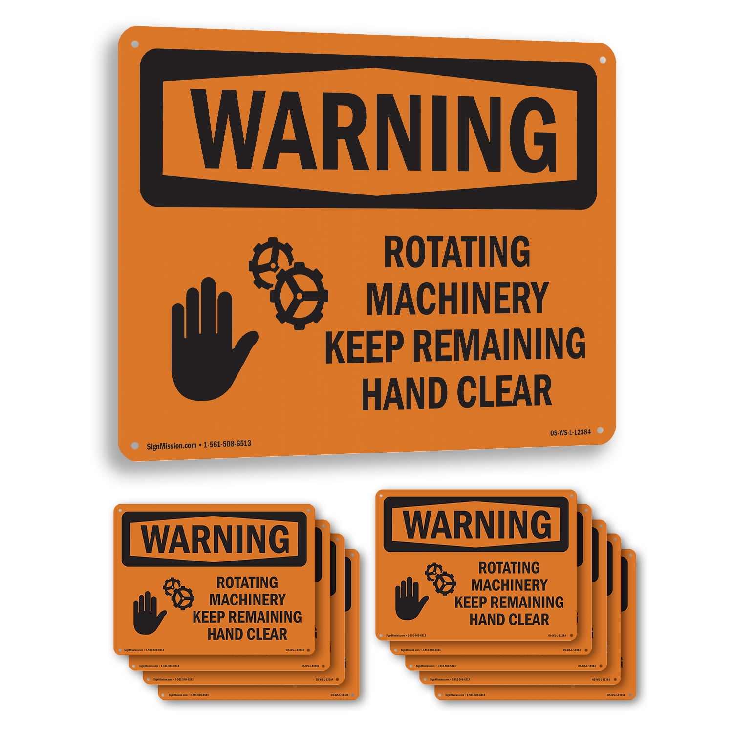 Rotating Machinery Keep Remaining With Symbol OSHA WARNING Aluminum ...