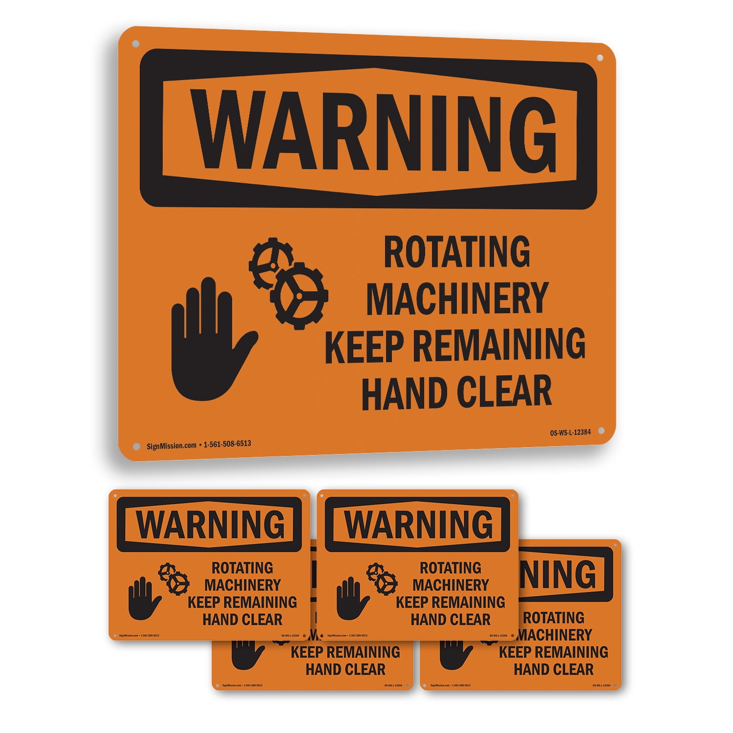 Rotating Machinery Keep Remaining With Symbol OSHA WARNING Rigid ...