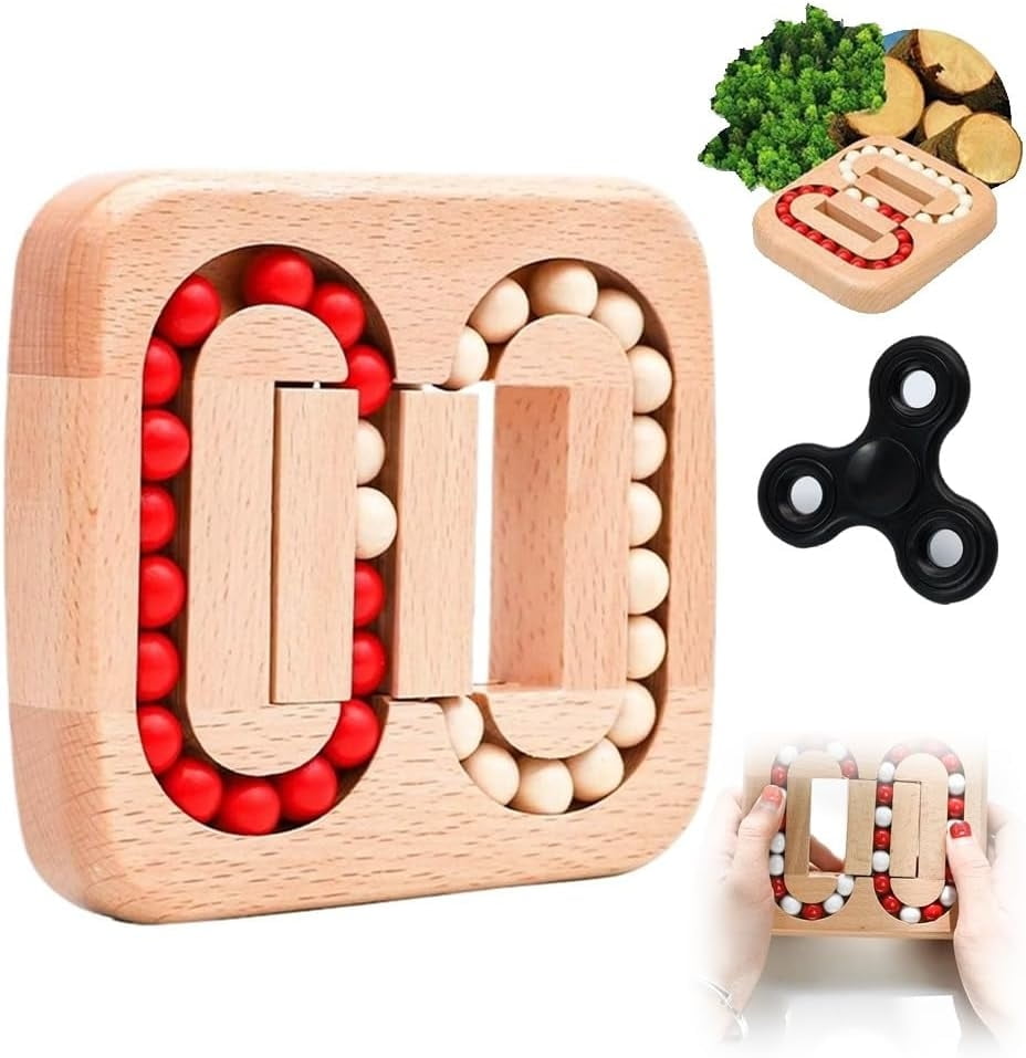 Rotating Magic Bean Fingertip Toy Wood Puzzles, Wooden Spinning Magic ...