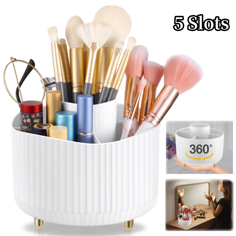Rotating Makeup Brush Holder Organizer Cosmetic Storage Box, 5 Slots ...