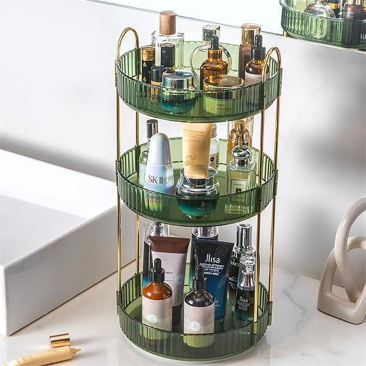 Rotating Makeup Organizer Lazy Susan Trays Skincare Perfume Organizer ...