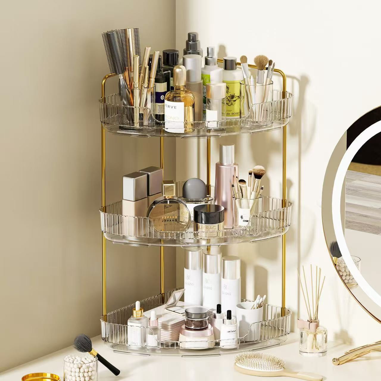 Rotating Makeup Organizer for Vanity, Large Perfume Skincare Make Up ...