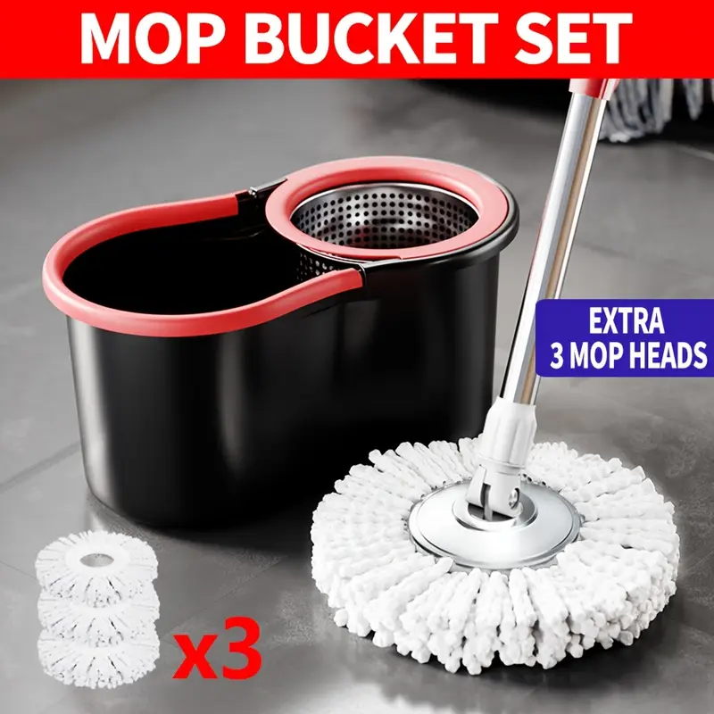 Rotating Mop and Bucket, 2-Piece Mop Head/Bucket Set with 360 ...