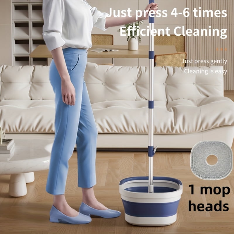 Rotating Mop And Bucket Set 360° Rotating Mop With 4Ultra-fine Fiber Mop Heads, Stainless Steel ...