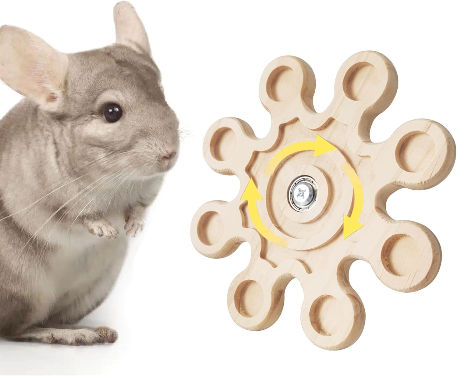 Rotating Natural Wood Chinchilla Chew Toys for Teeth, Hanging Exercise ...