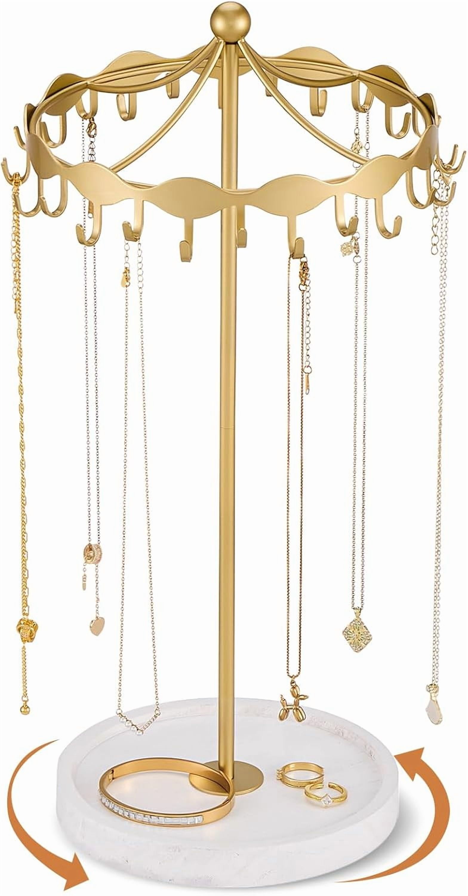 Rotating Necklace Holder Stand with Metal Hooks, Spinning Display ...