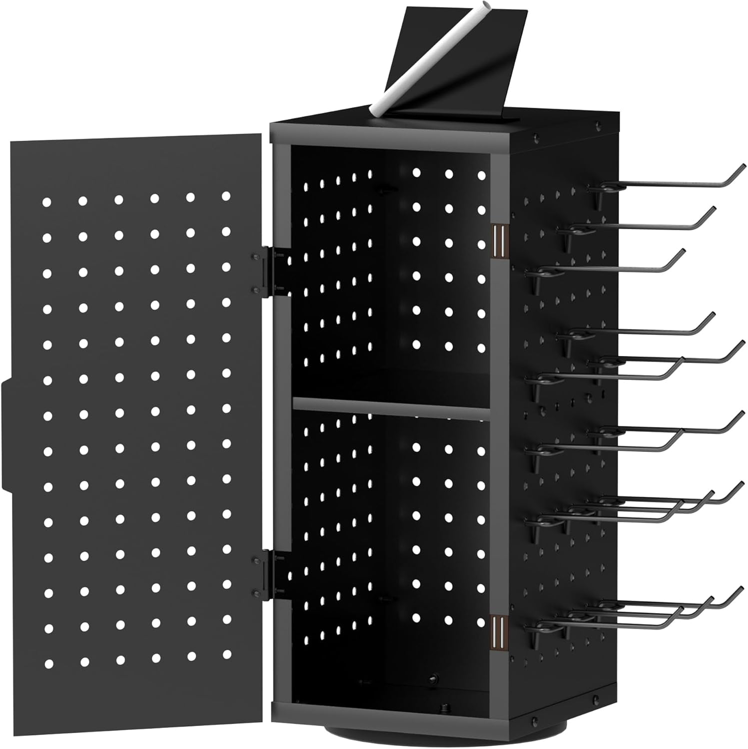 Rotating Pegboard Display Stand With 24 Hooks - Metal Spinning Peg ...