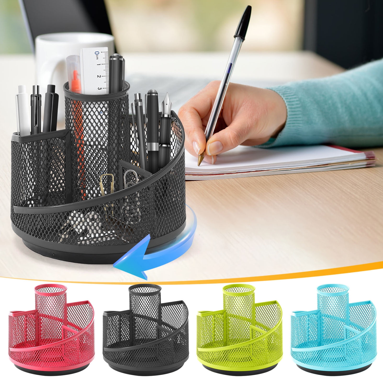 Rotating Pen Organizer, Desktop Pen Container, 360-Degree Rotation ...