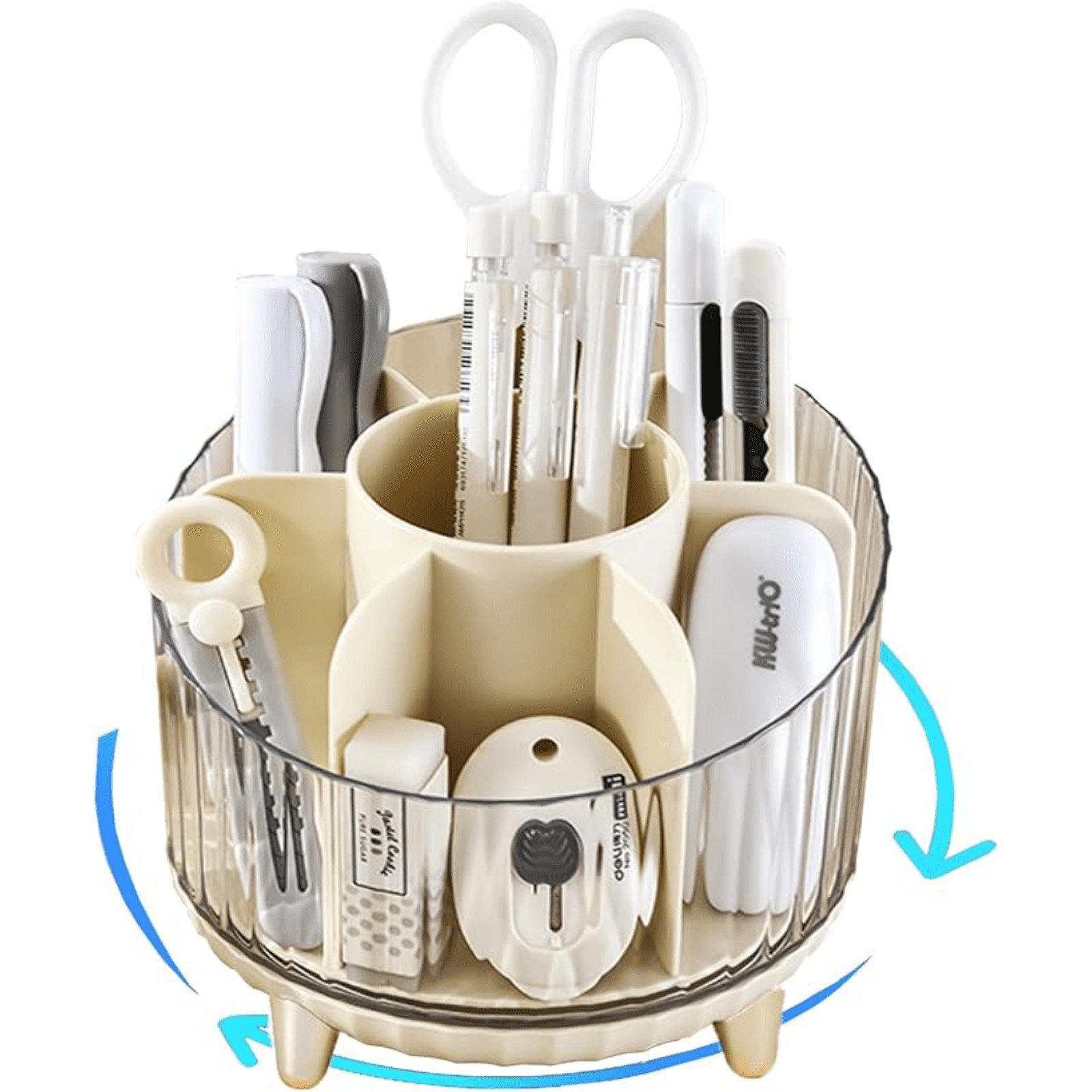 Rotating Pencil Holder, Desk Organizer with Multi-Compartment Design ...
