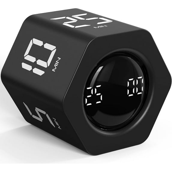 Rotating Pomodoro Timer 5, 25, 10 30,60 Mins Preset Stopwatch, Desk Flip ProductivityTimer, ADHD ...