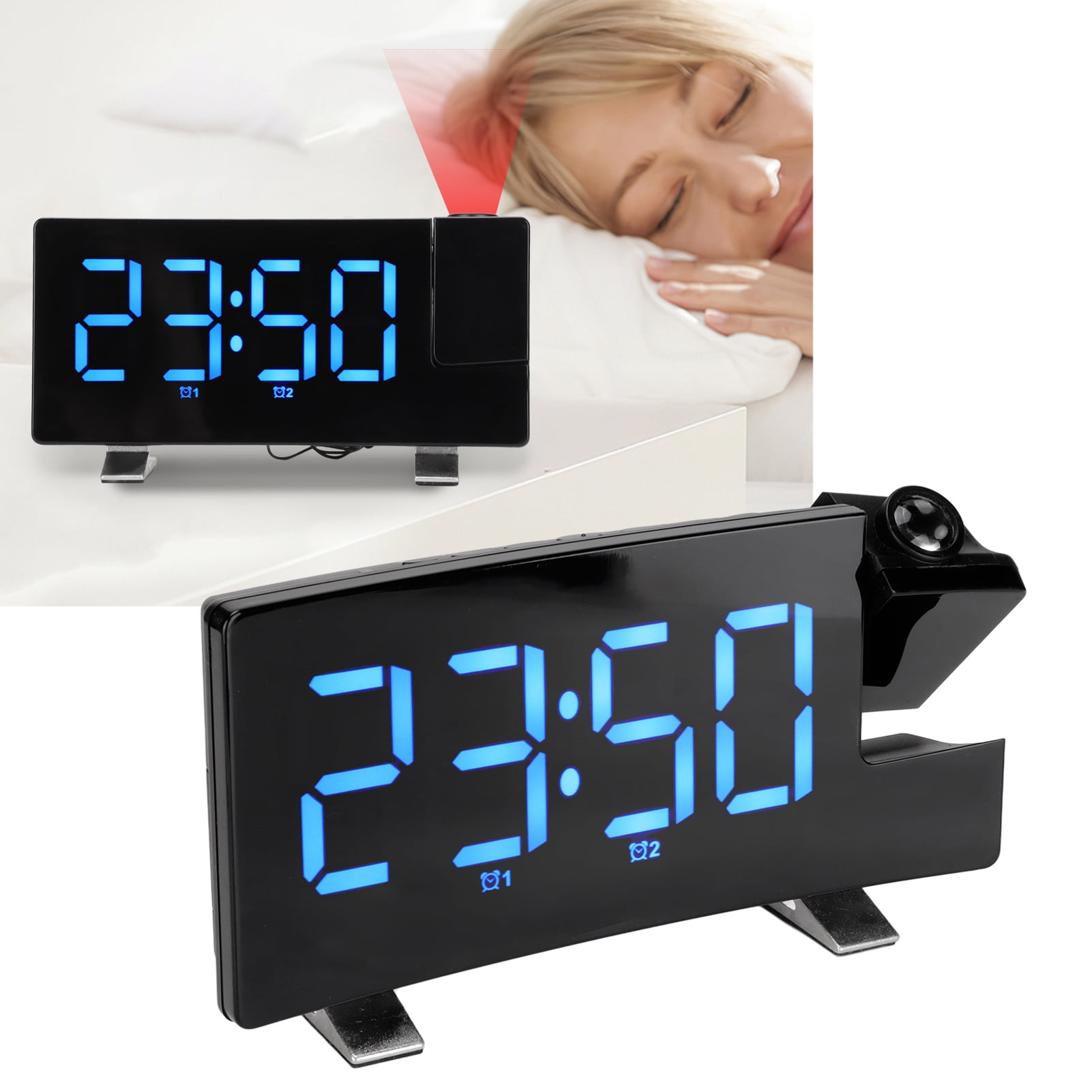 Rotating Projector Alarm Clock, 180 LED Display, Adjustable Brightness ...