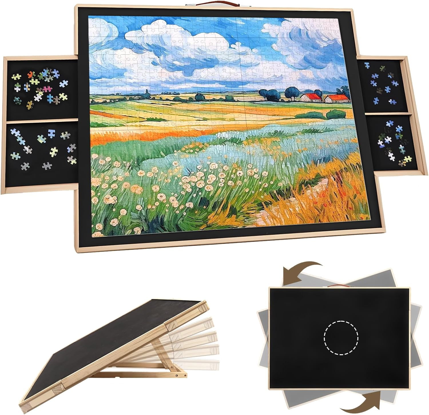 Rotating Puzzle Board 1500 Pieces - Adjustable Puzzle Table with ...