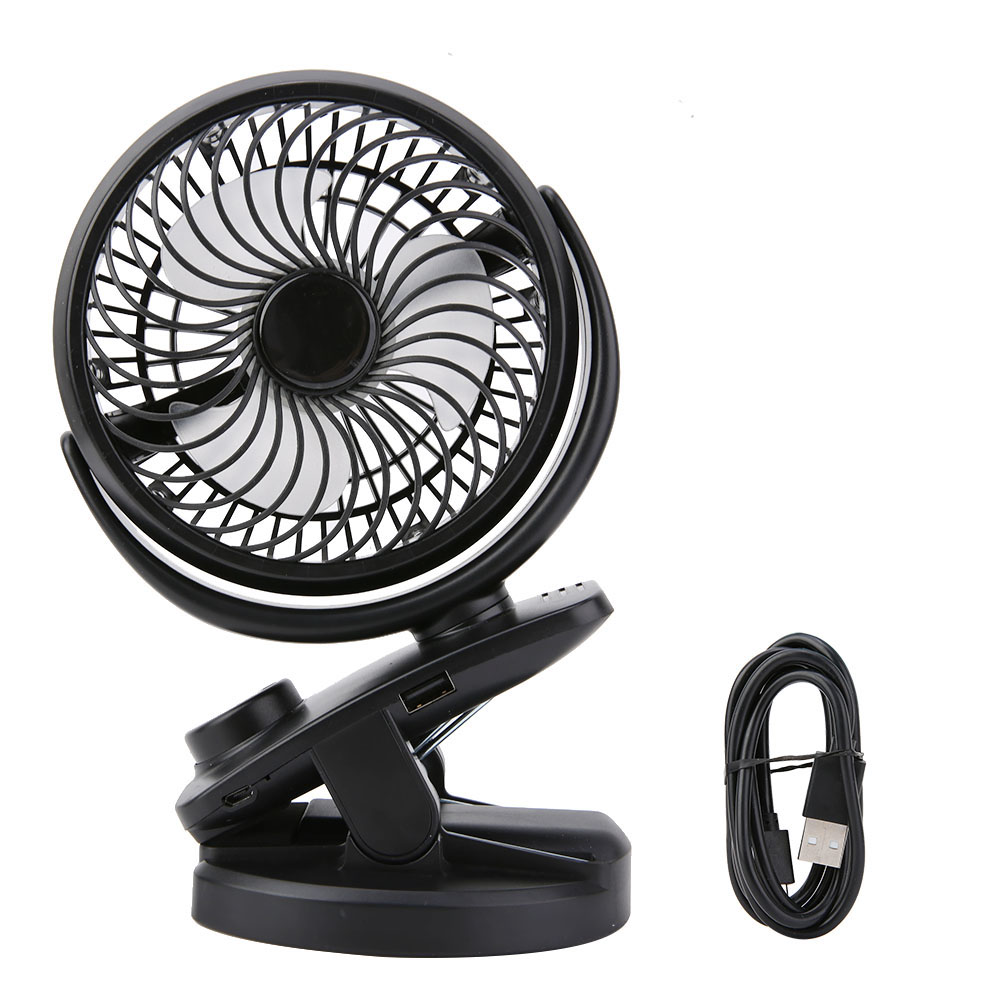 Rotating Rechargeable USB Clip Fan - Portable Mini Desktop Electric Fan ...