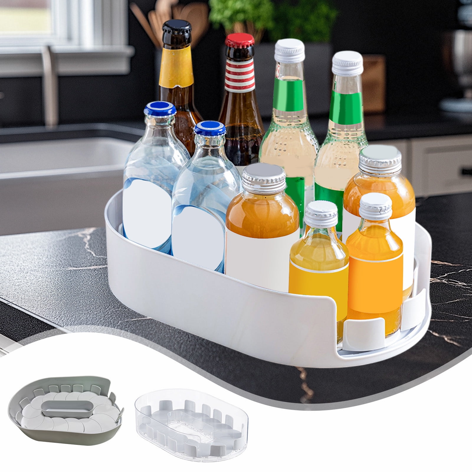 Rotating Refrigerator Storage Tray, 360 Degree Beverage Organizer ...