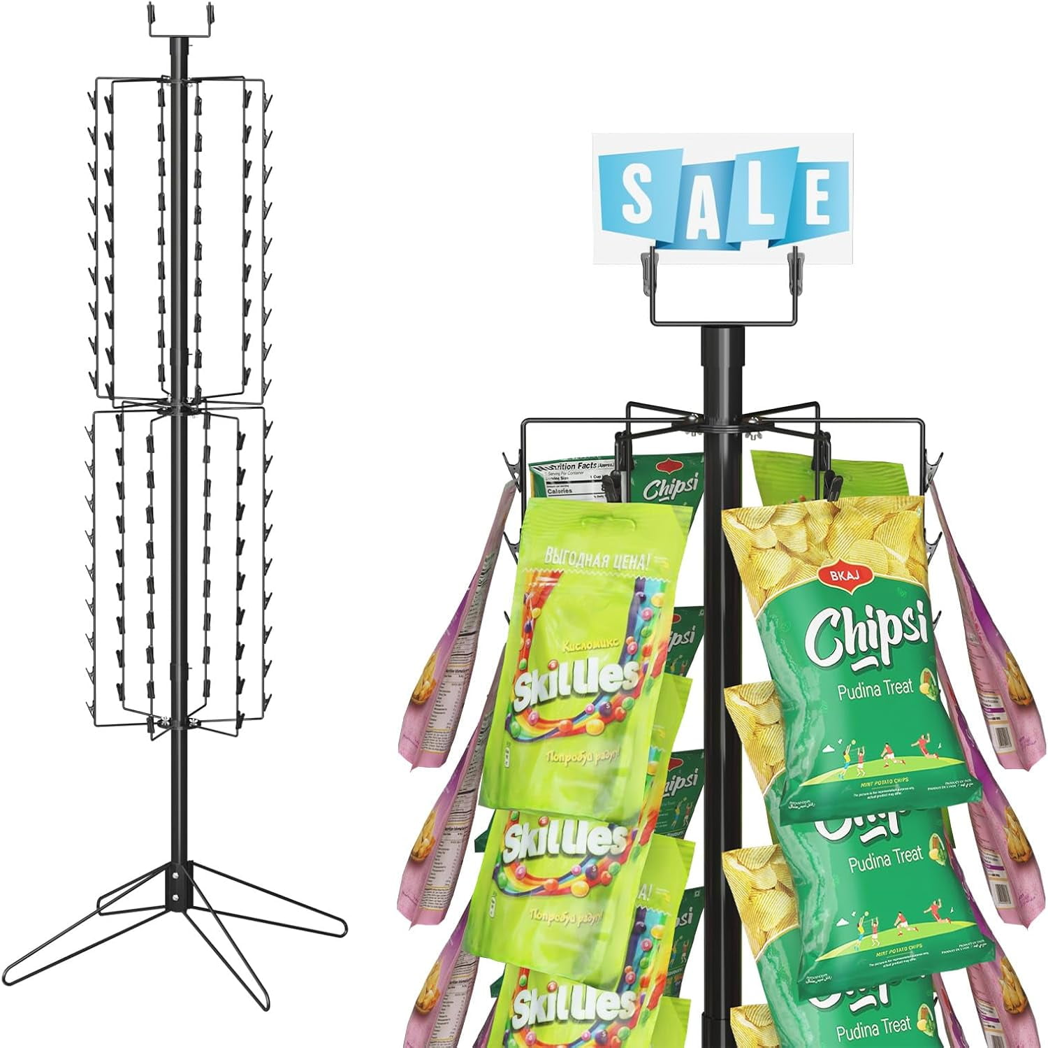 Rotating Retail Display Stand Racks 108 Clips, Spinning Potato Chip ...