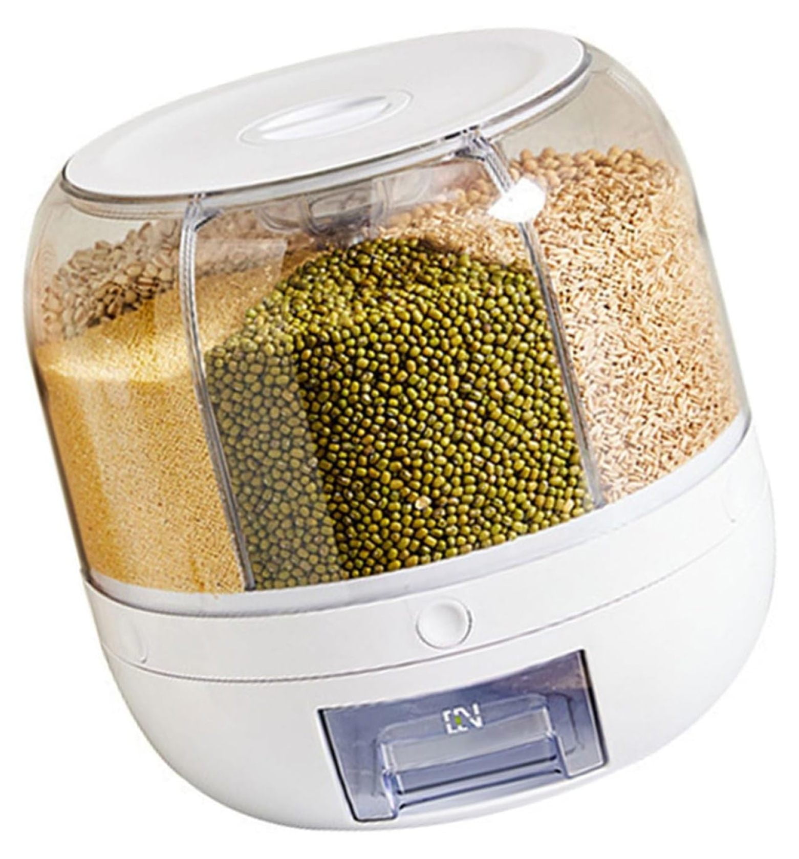 Rotating Rice Dispenser Multipurpose Grains Storage Container With 6 ...