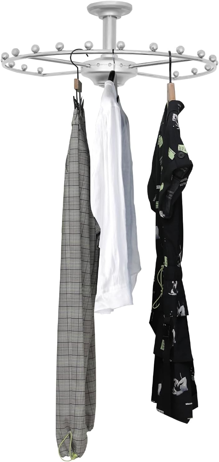 Rotating Round Closet Rod, 16.5x6.3inch Round Closet Rod Hanger ...