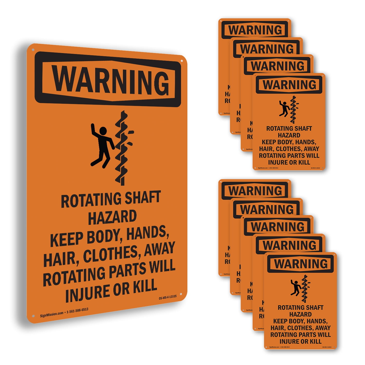Rotating Shaft Hazard With Symbol OSHA WARNING Aluminum Sign 14 Inch x ...