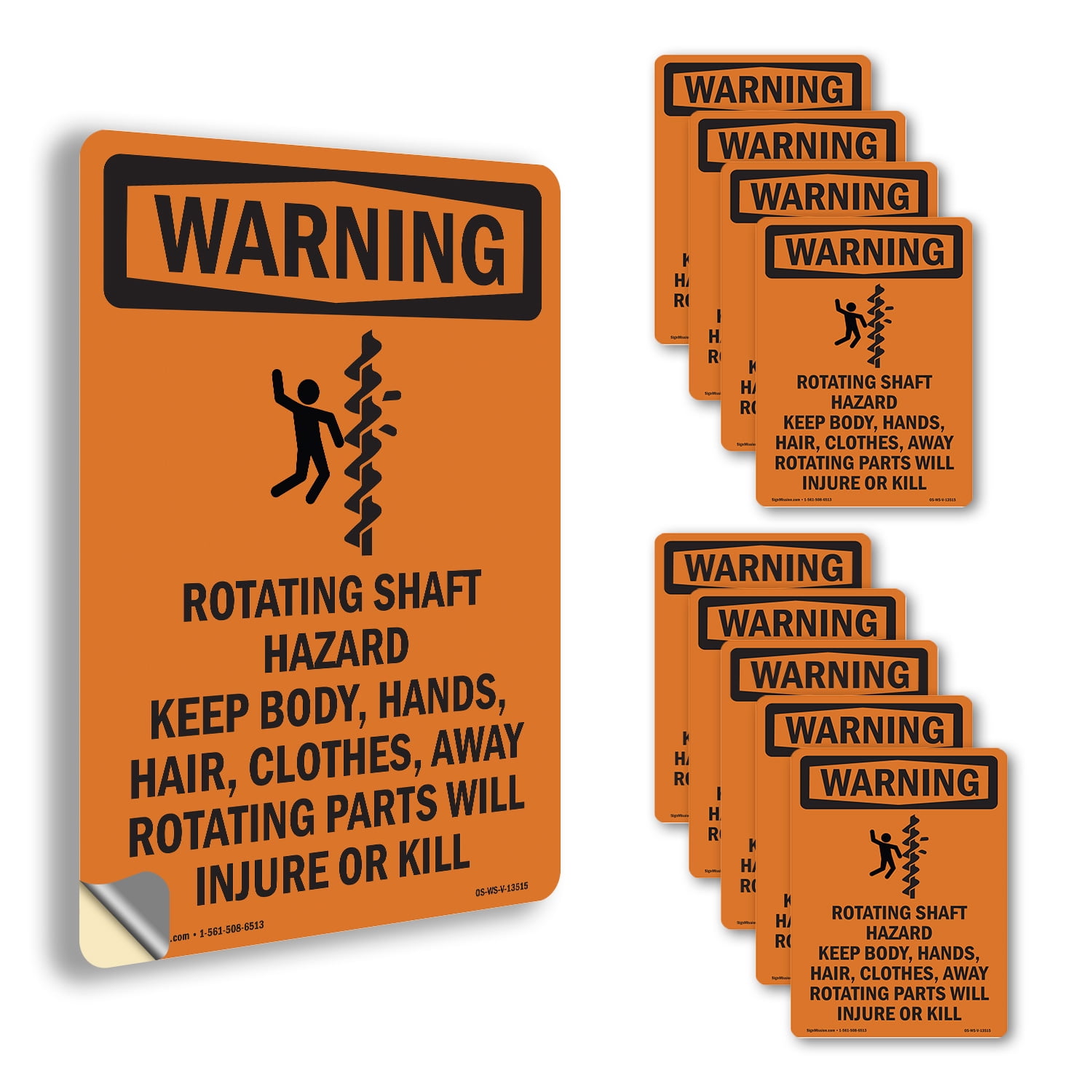 Rotating Shaft Hazard With Symbol OSHA WARNING Vinyl Decal Label 24 ...