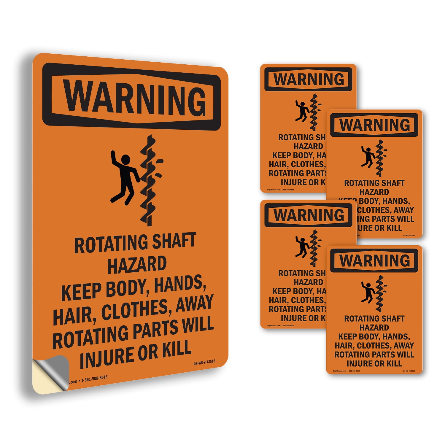 Rotating Shaft Hazard With Symbol OSHA WARNING Vinyl Decal Label 5 Inch ...