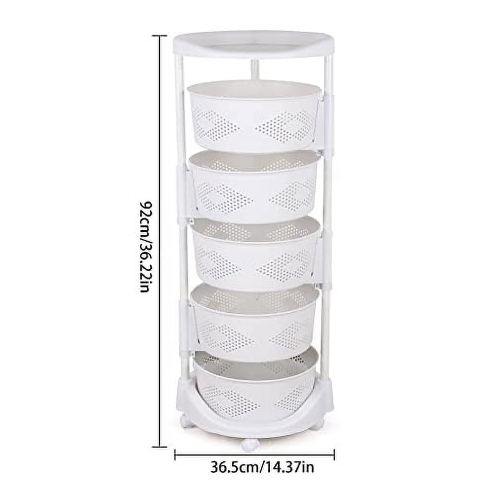 Rotating Shelves Kitchen Storage Rack, 5 Tier Circular Rotating Basket ...