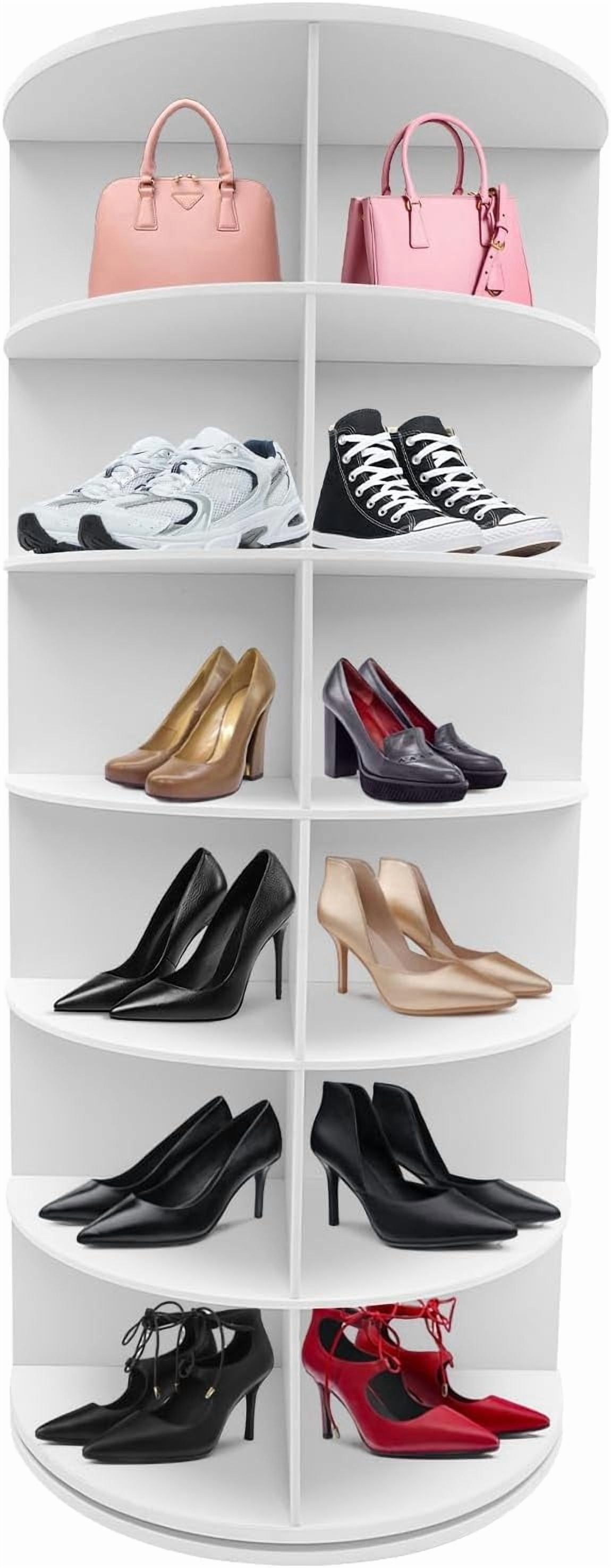 Rotating Shoe Rack, 360° Revolving Shoe Organizer Spinning Tower Round ...