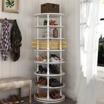 SULIVES Rotating Shoe Rack: 360° Spinning Tower, 7 Storage Layers ...