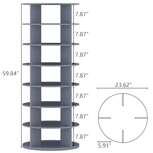 Rotating Shoe Rack, 7-Tier Spinning Shoe Rack Tower Center Hollow 360 ...