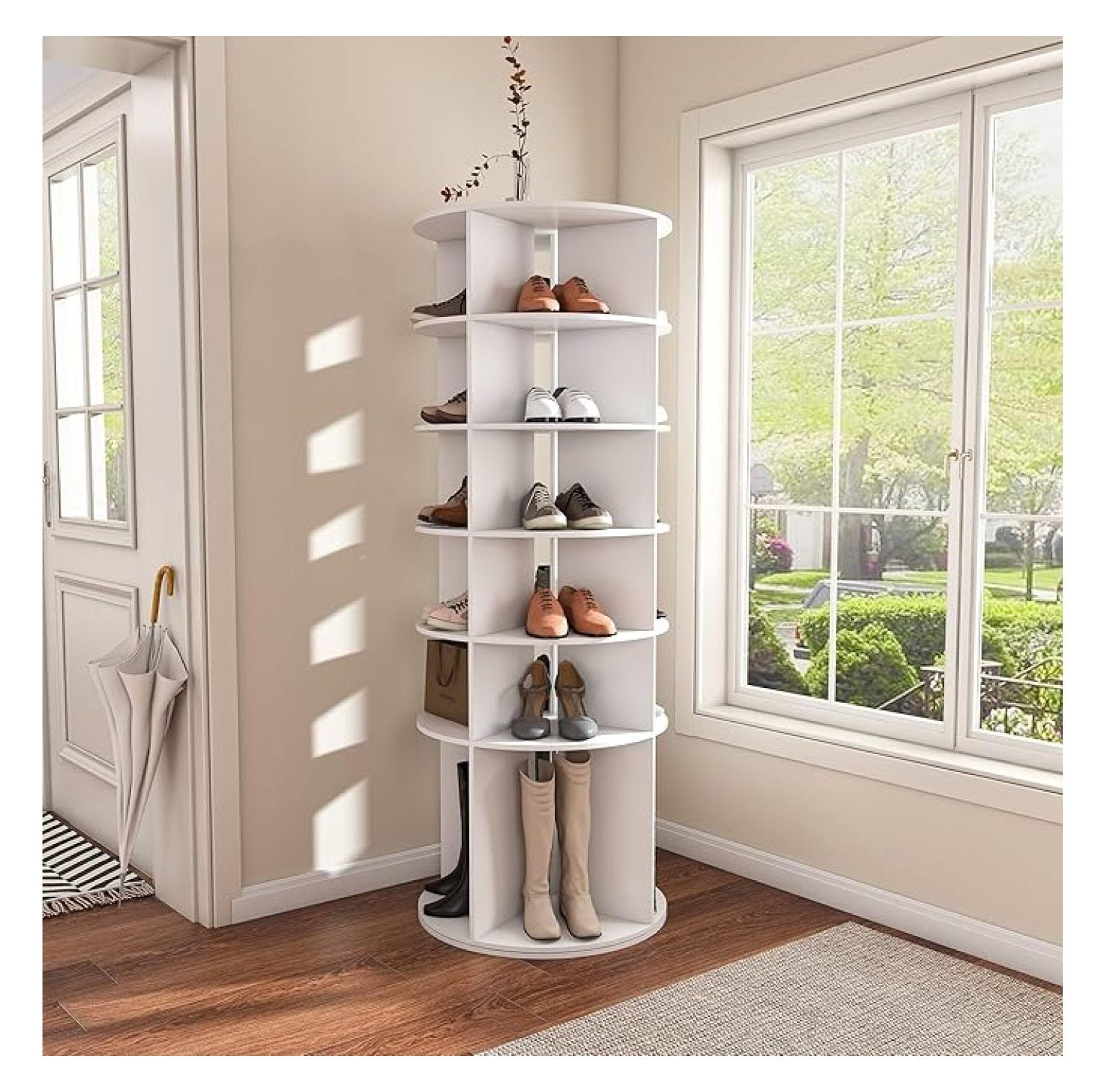 Rotating Shoe Rack Tower, 360-Degree Circular Storage Organizer for ...
