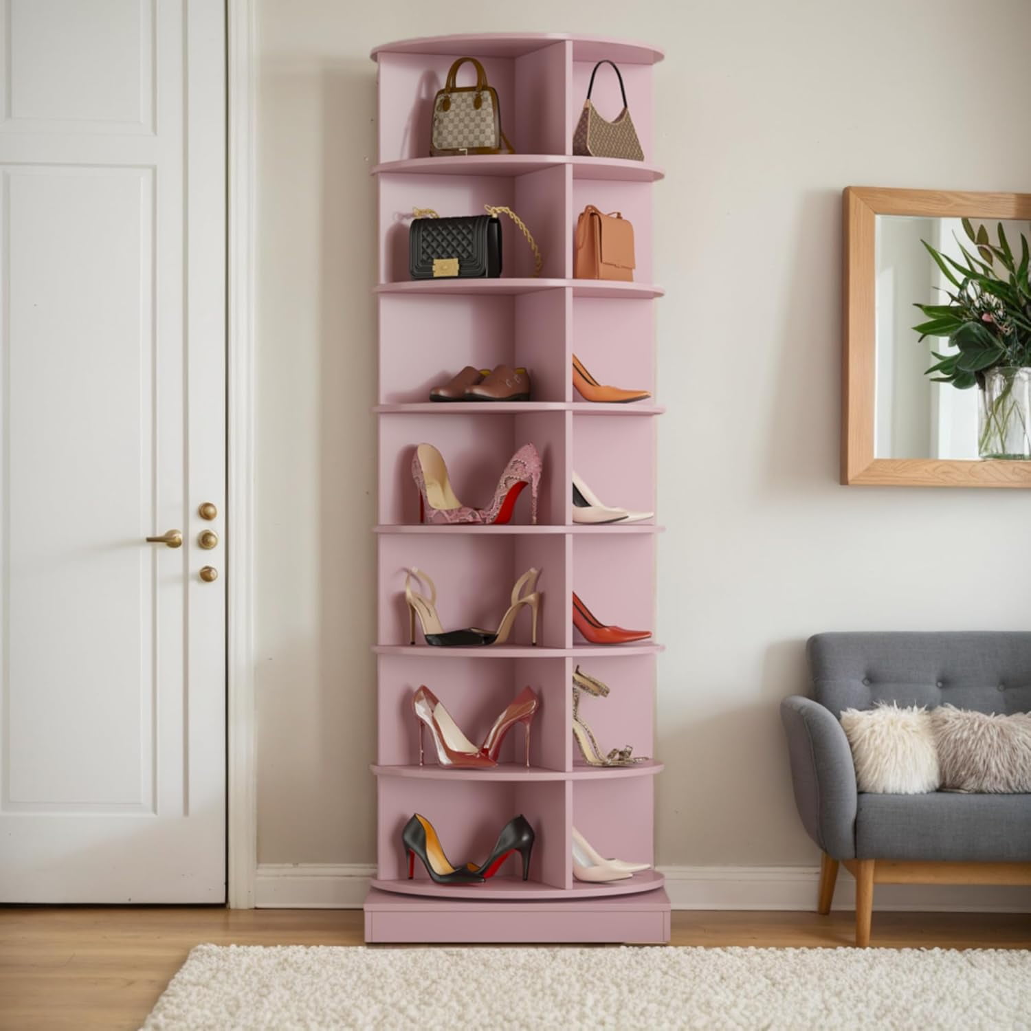 Rotating Shoe Rack Tower, 360-Degree Circular Storage Organizer for ...