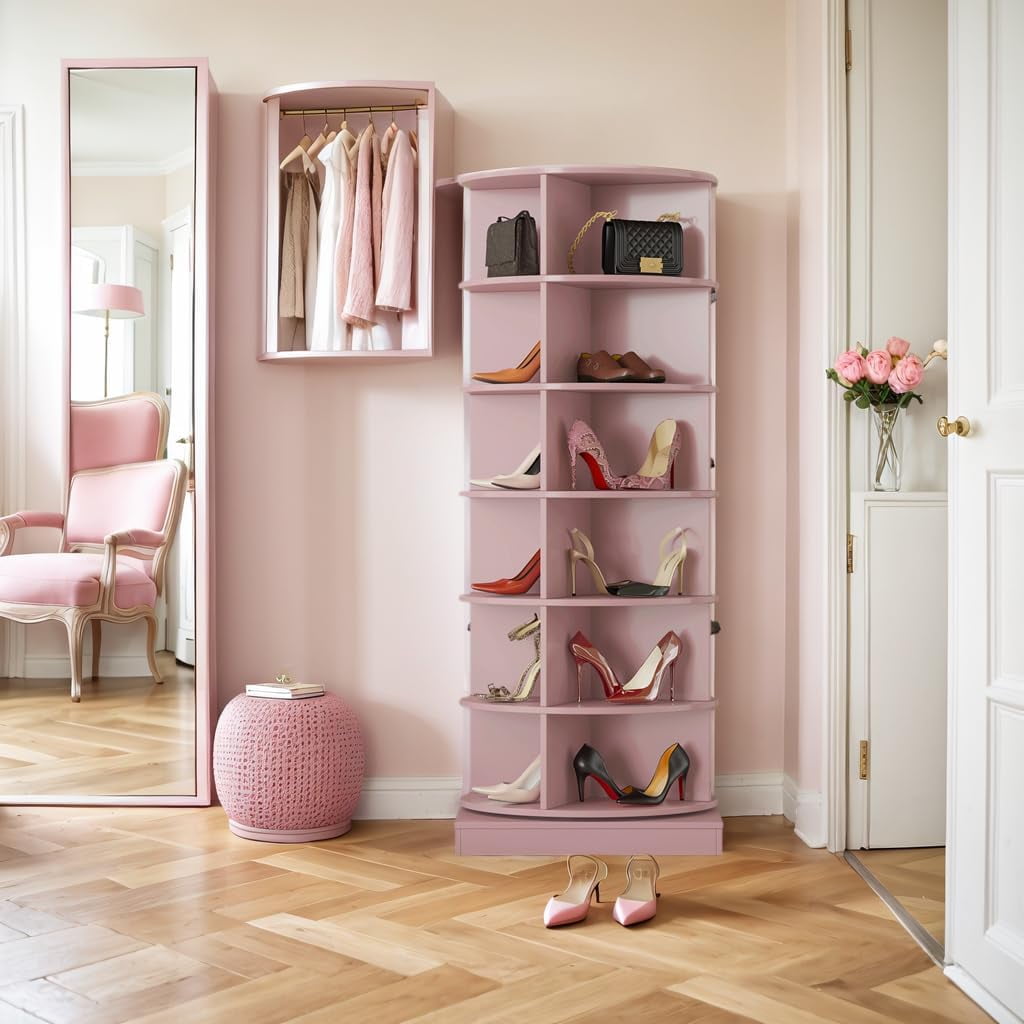 Rotating Shoe Rack Tower, 360-Degree Circular Storage Organizer for ...