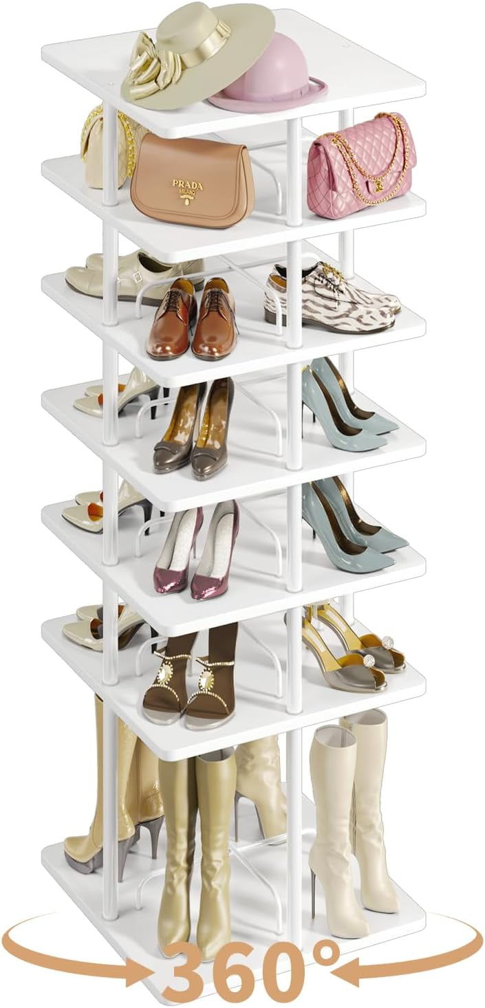 Rotating Shoe Rack Tower - 6-Tier Spinning Shoe Rack, Revolving 360 ...
