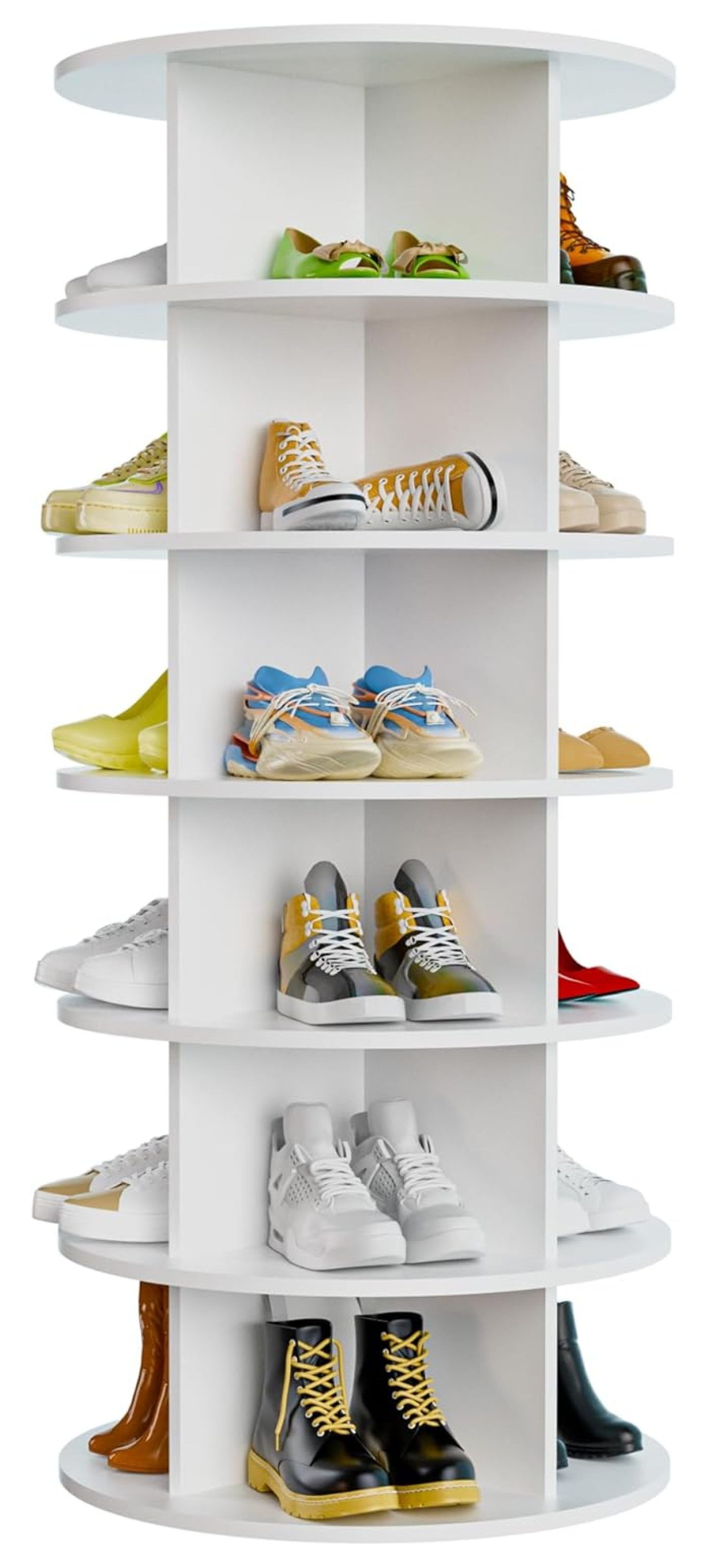 Rotating Shoe Rack Tower, 6-Tier Spinning Shoe Rack, Standing 360 ...