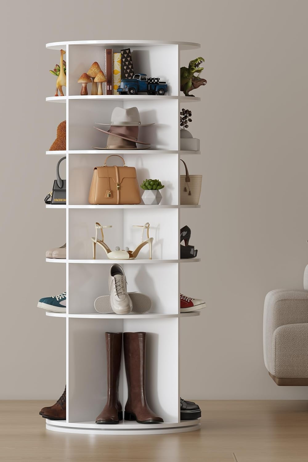 Rotating Shoe Rack Tower,6 Tier Spinning Revolving 360 Shoe Rack ...