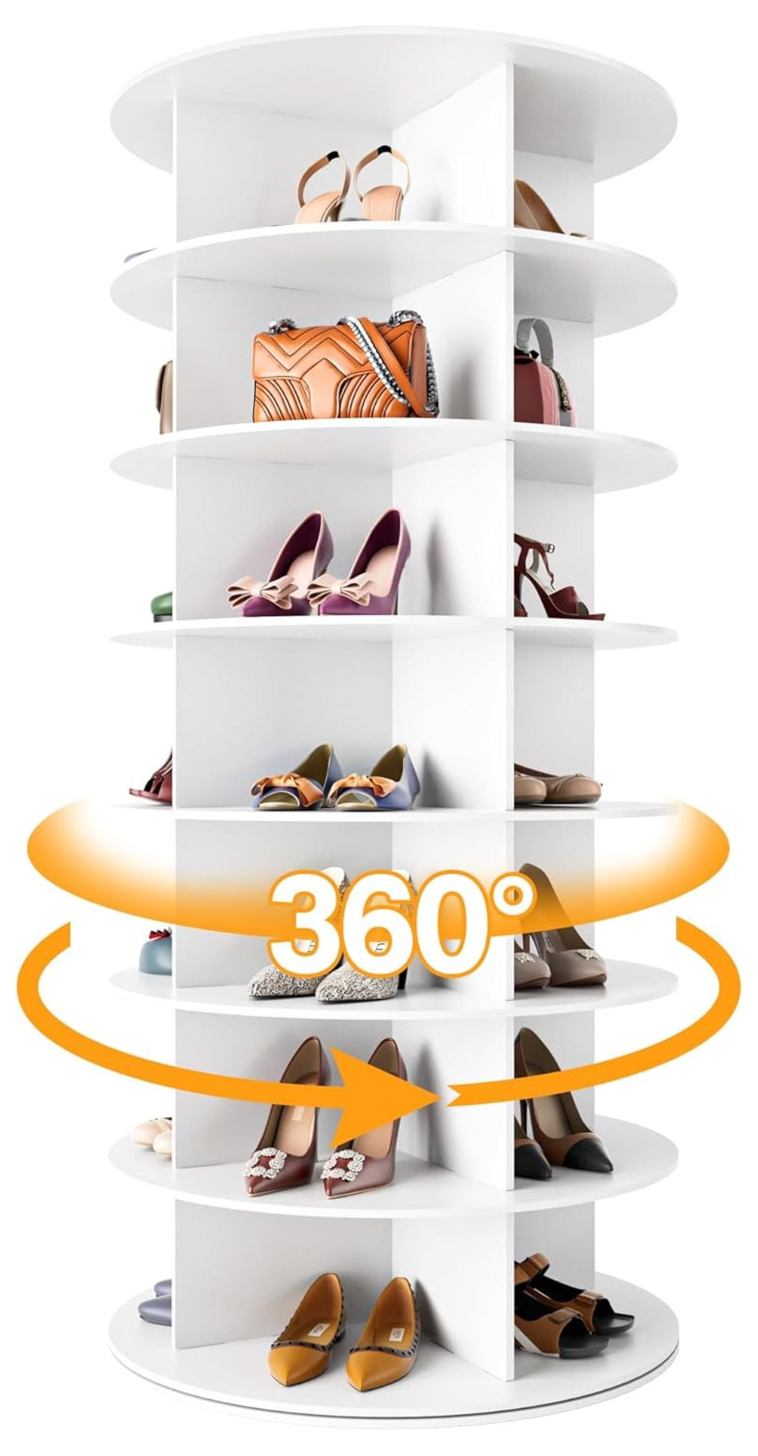 Rotating Shoe Rack Tower 7 Tier - 360° Spinning Shoe Organizer for Closet, Vertical Shoe Display ...