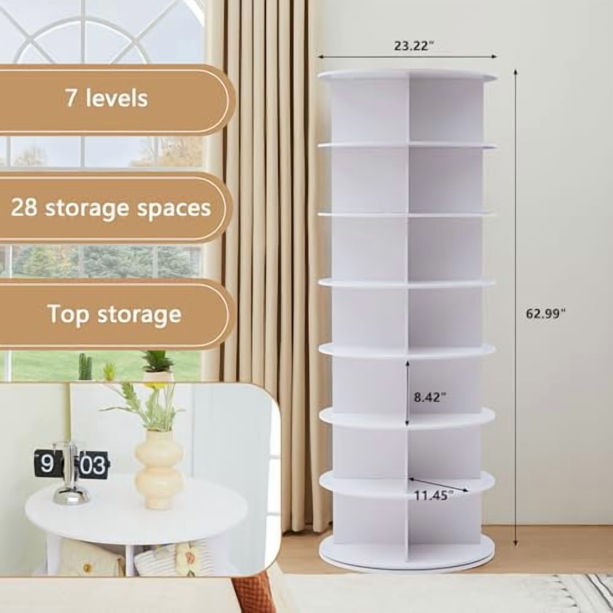 Rotating Shoe Rack Tower, 7 Tier Handbag and Shoe Organizer Display ...