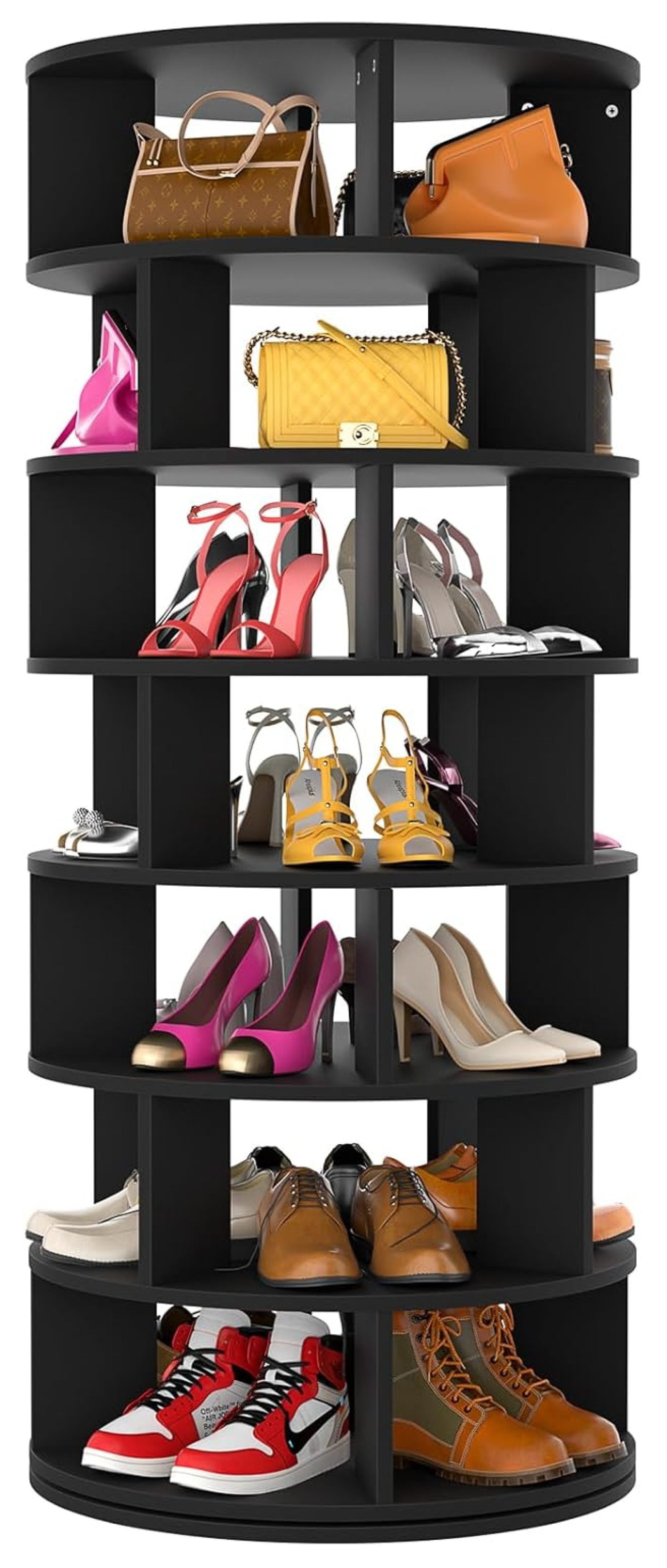 Rotating Shoe Rack Tower, 7-Tier Spinning Shoe Rack 360 Revolving Shoe ...
