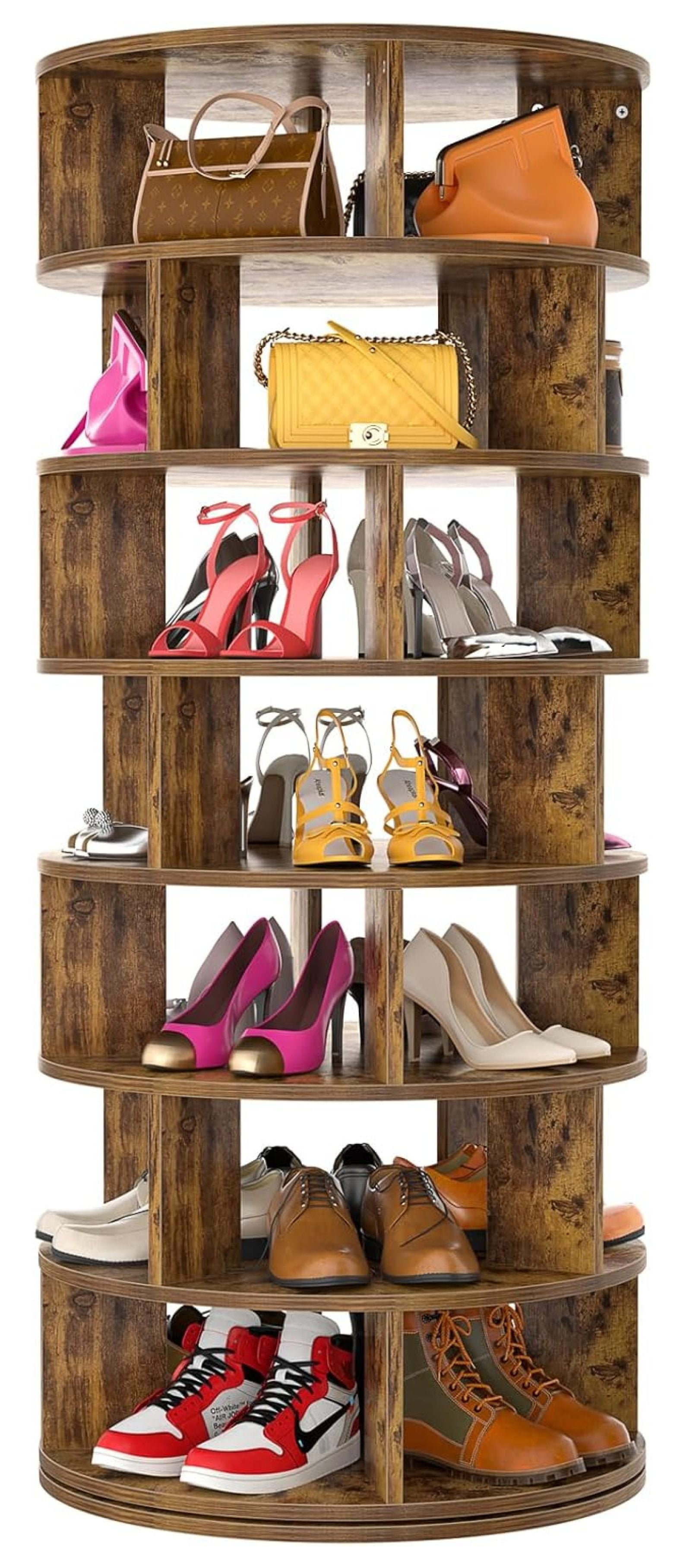 Rotating Shoe Rack Tower, 7-Tier Spinning Shoe Rack 360 Revolving Shoe ...