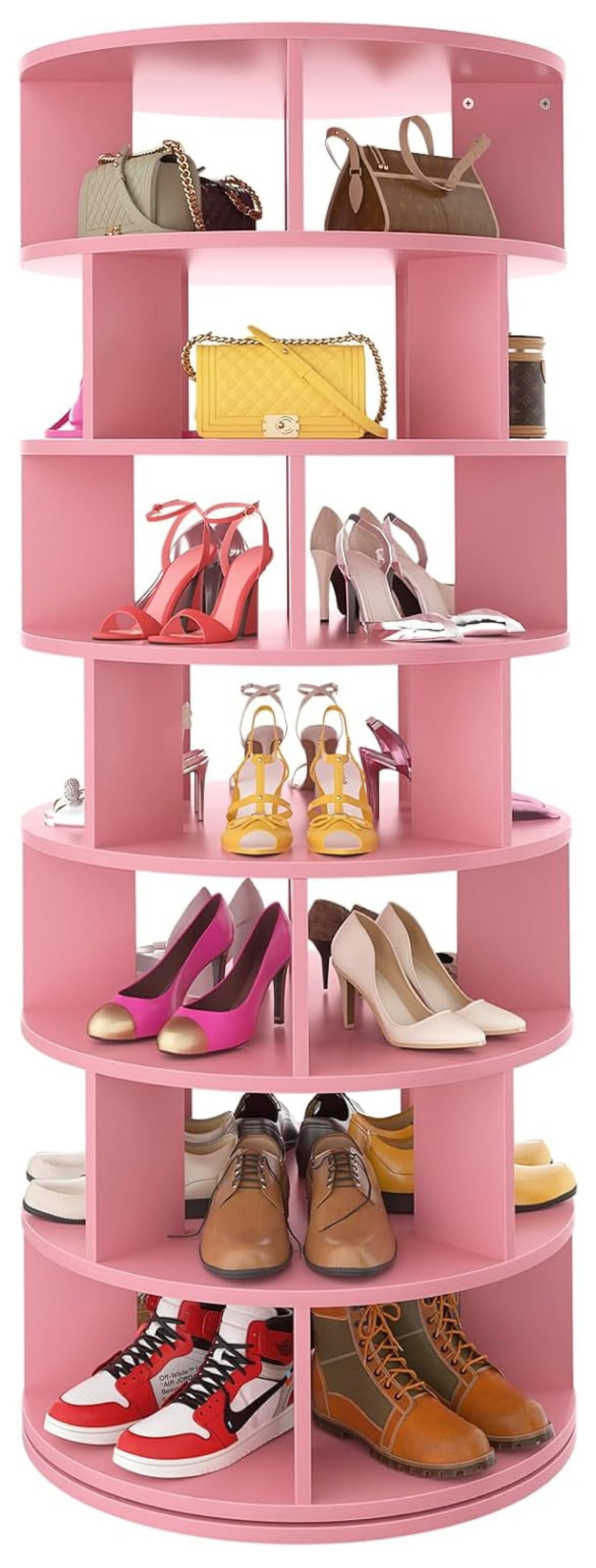 Rotating Shoe Rack Tower, 7-Tier Spinning Shoe Rack 360 Revolving Shoe ...