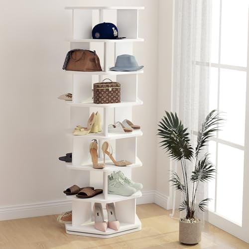 Rotating Shoe Rack Tower - 7-Tier Spinning Shoe Display with Non-Slip ...