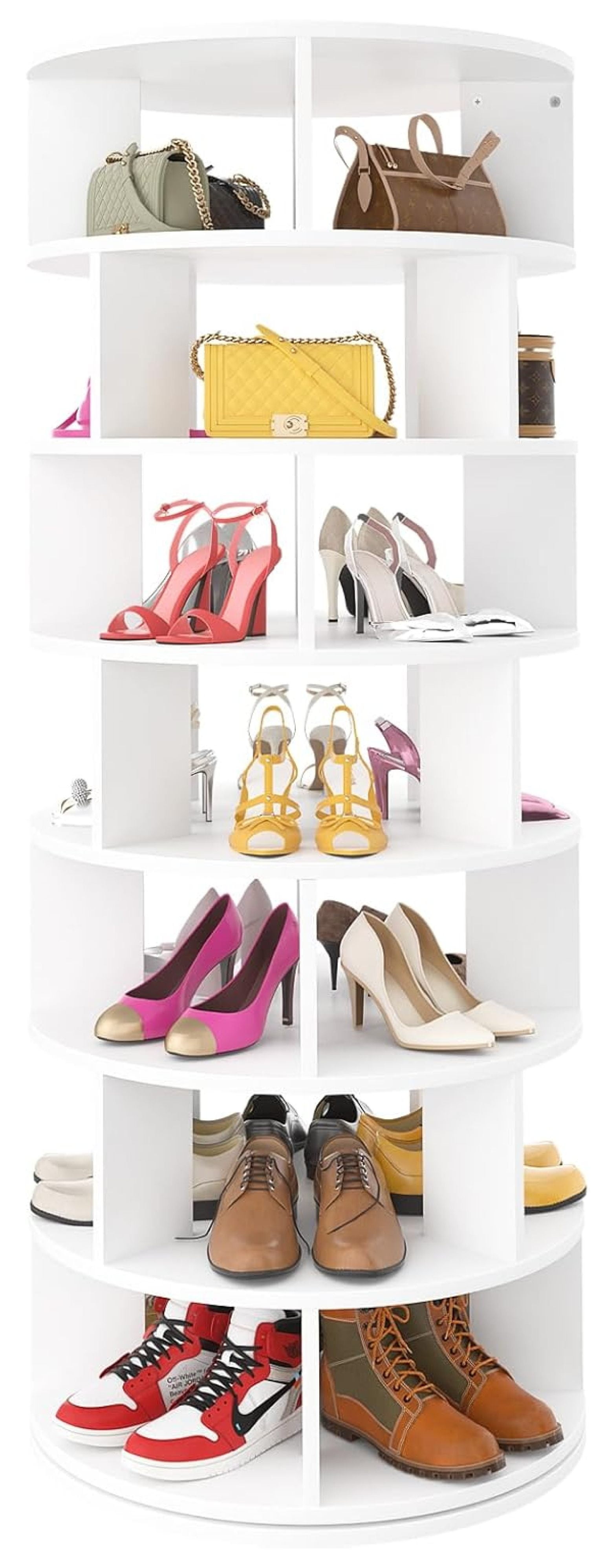 Rotating Shoe Rack Tower, 7-Tier Spinning Shoe Rack 360 Revolving Shoe ...